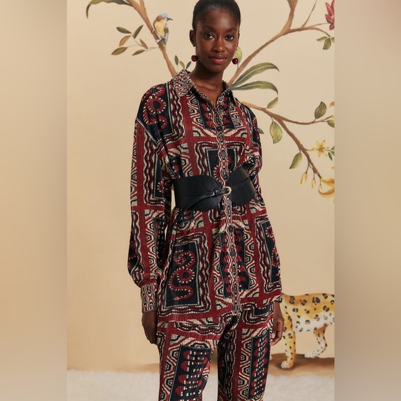 FARM Rio | Tops | Farm Rio Snake Scarves Pleated Shirt Xs Oversized ...